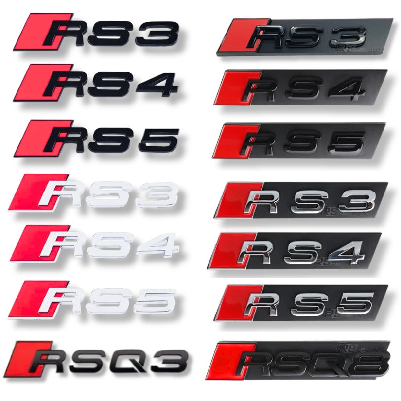 Logo / Badge Audi RS3 / RS4 / RS5 / RS6 / RS7 / RSQ3 / RSQ8 Noir – RS SHOP