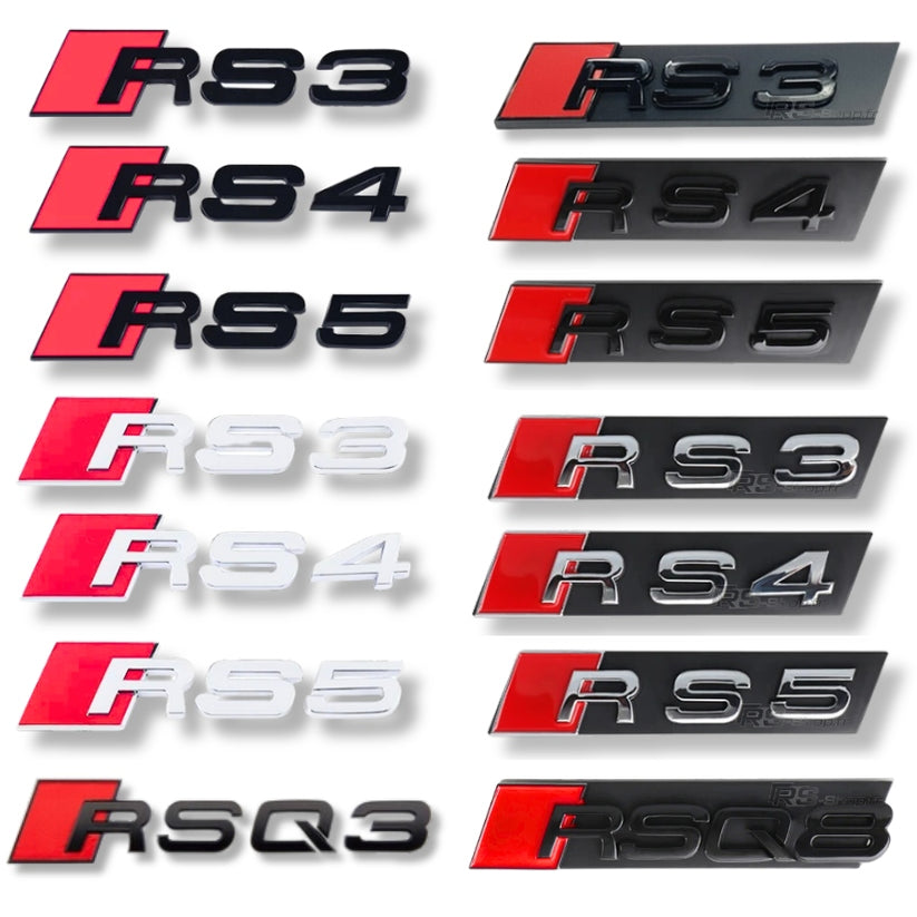 Logo / Badge Audi RS3 / RS4 / RS5 / RS6 / RS7 / RSQ3 / RSQ8 Noir – RS SHOP